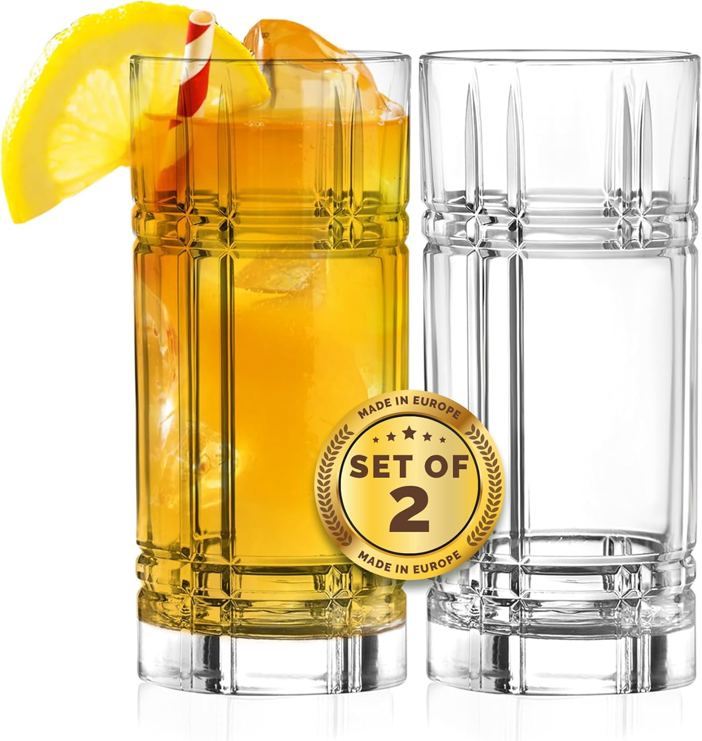Barski Highball Glass - Drinking Glasses - Set of 2 - Hiball Tumblers ...