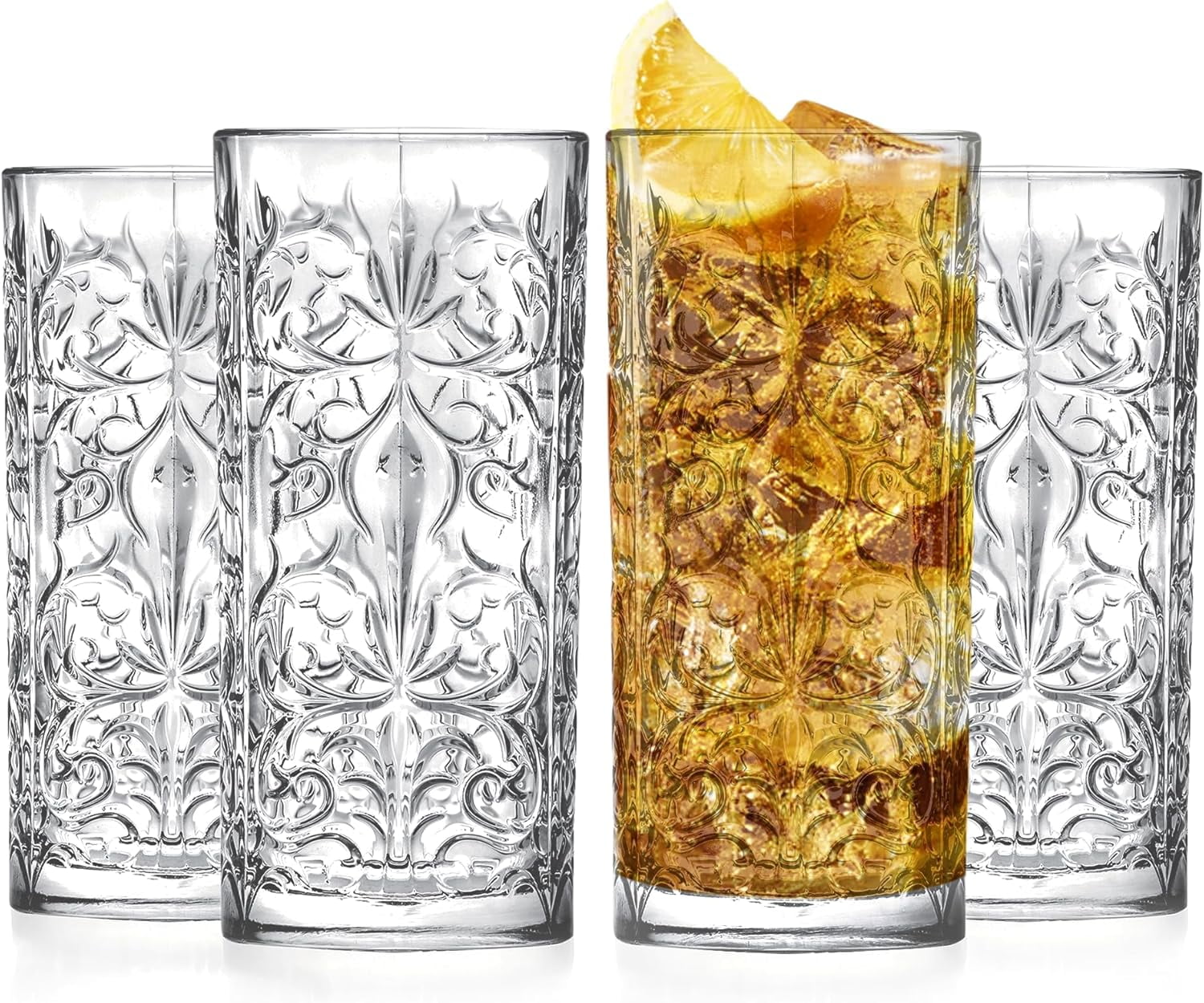 Barski Highball Glass - Drinking Glasses - Set of 4 - Hiball Tumblers ...