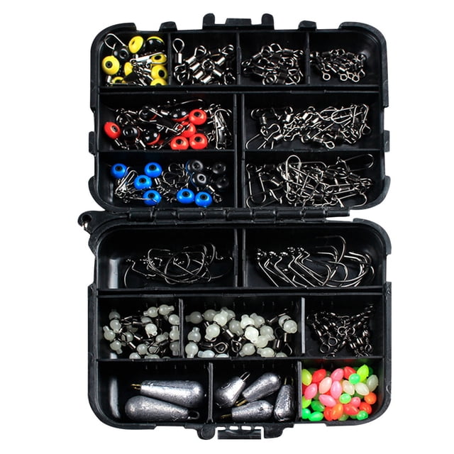 Barsme 177PCS Fish Tackle Box Fishing Accessories Case Fish Hook Bait ...