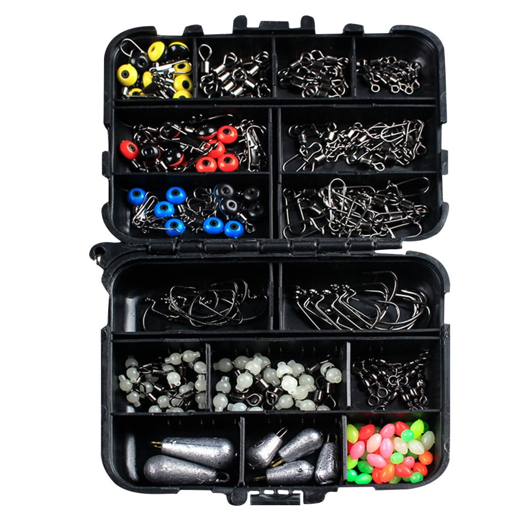 Barsme 177Pcs Fish Tackle Box Fishing Accessories Case Fish Hook Bait ...