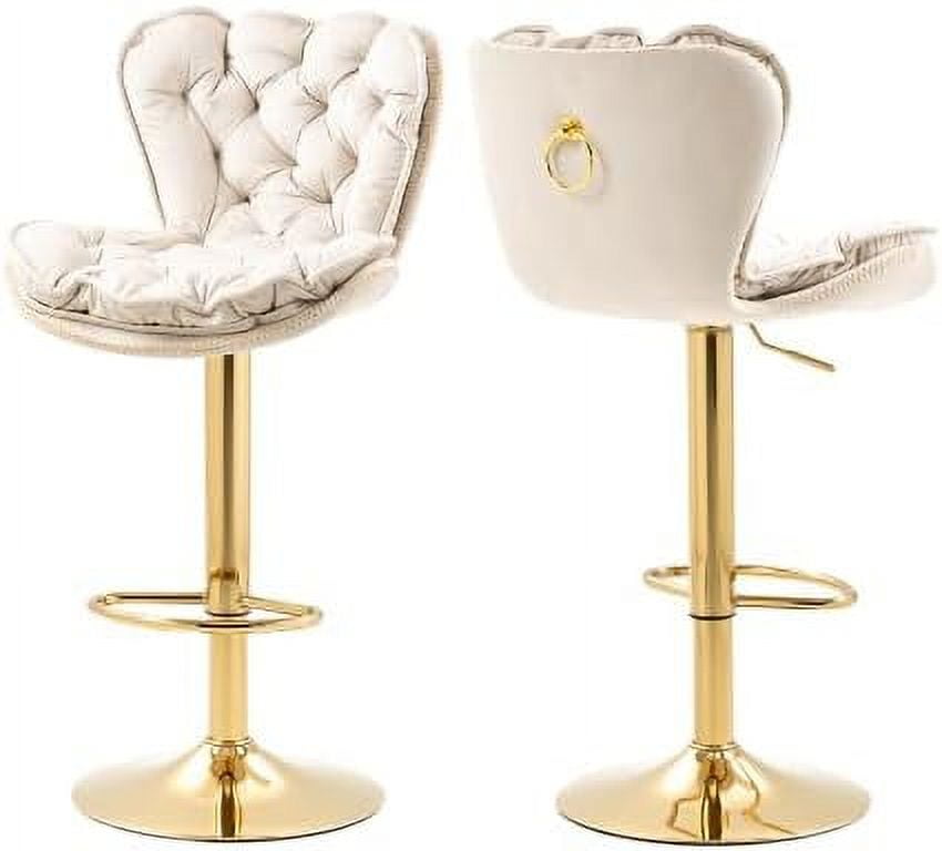 Barstool Adjustable Counter Height Velvet Stool with Metal Base ...