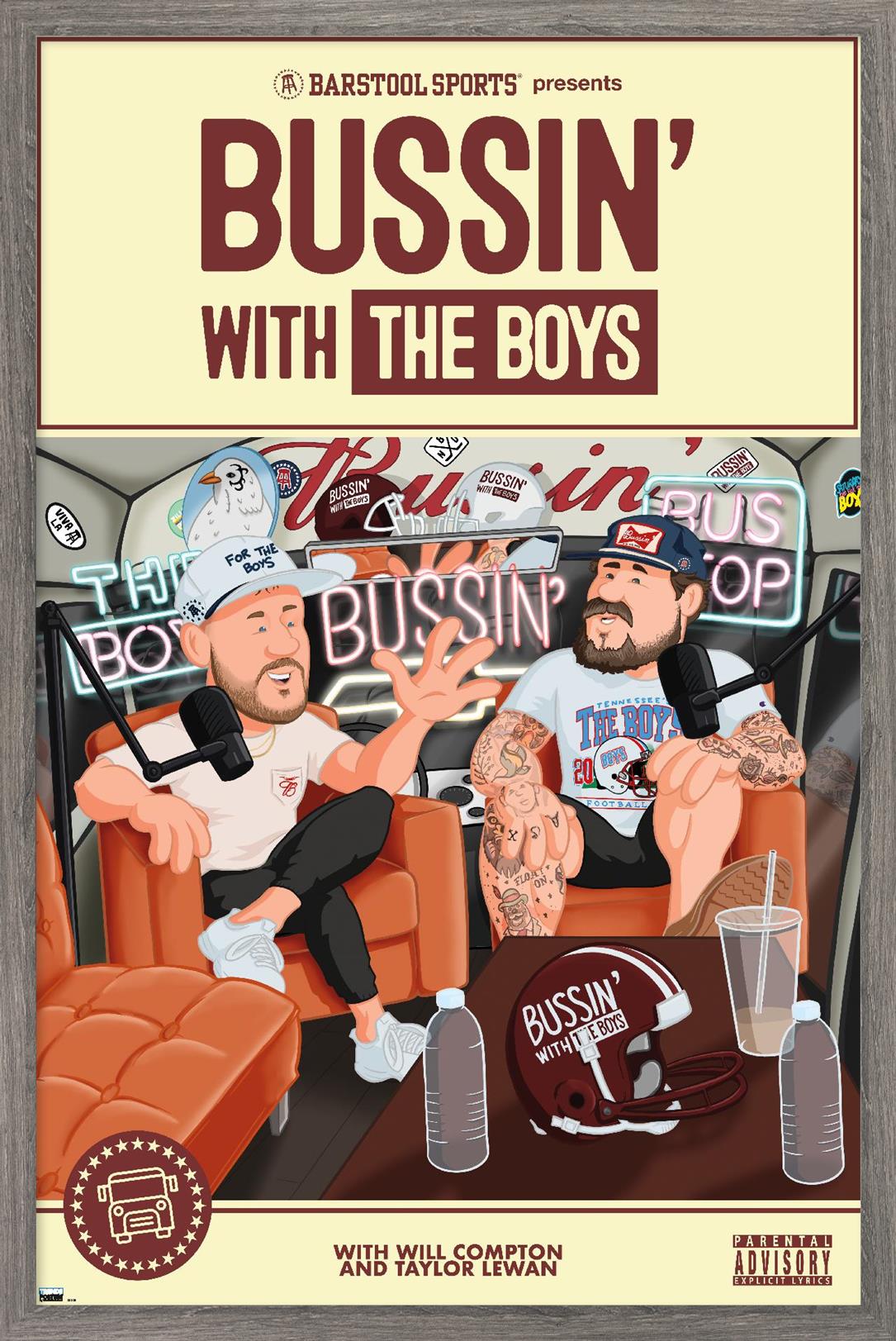 Barstool Sports - Bussin' With The Boys Wall Poster, 14.725" x 22.375" Framed - Walmart.com