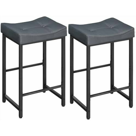 Barstools,25.4" Saddle Stools with PU Upholstery, Counter Height Stools ...