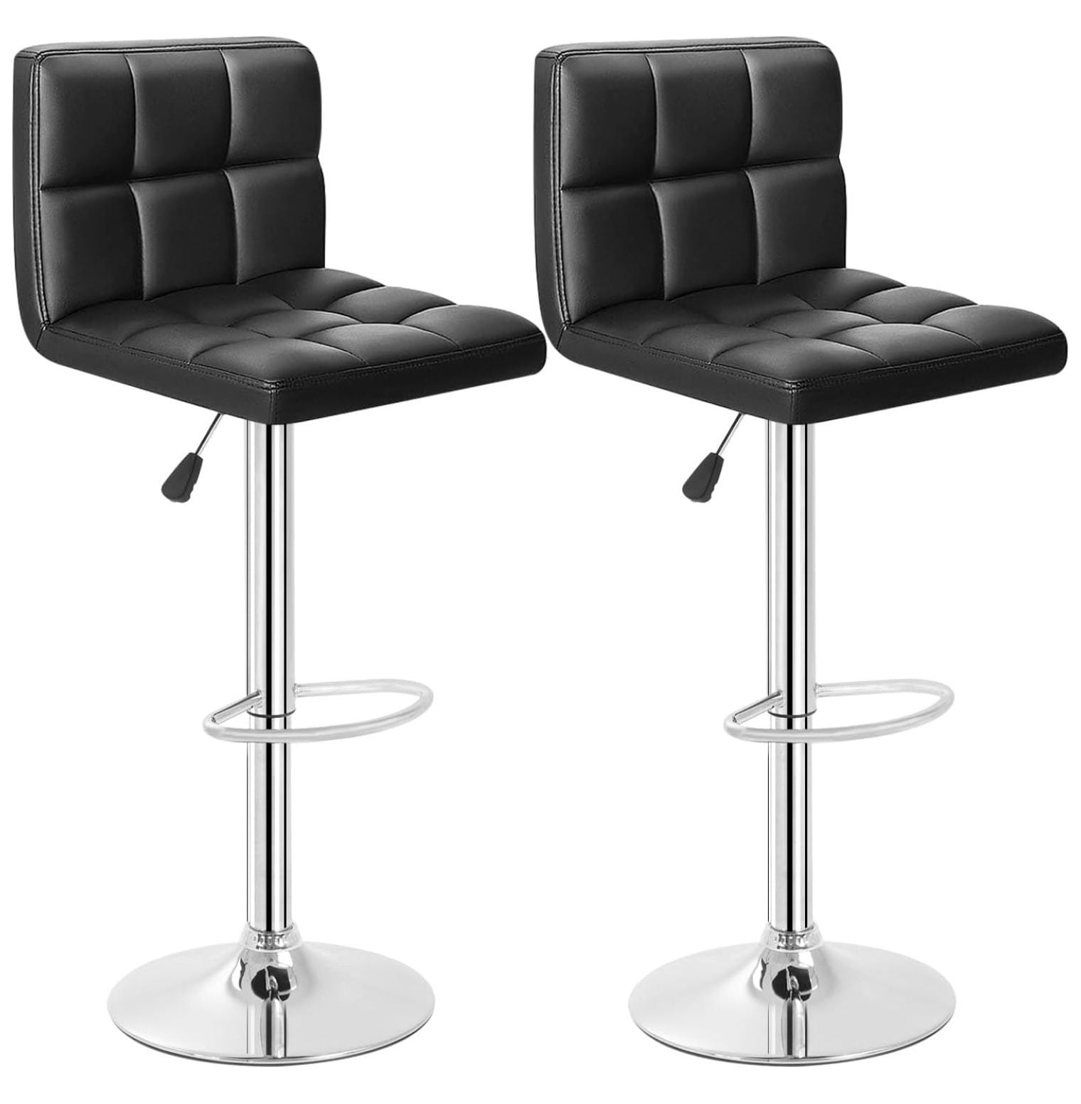 Barstools Set of 2 Counter Height Bar Stools Height Adjustable Back PU ...