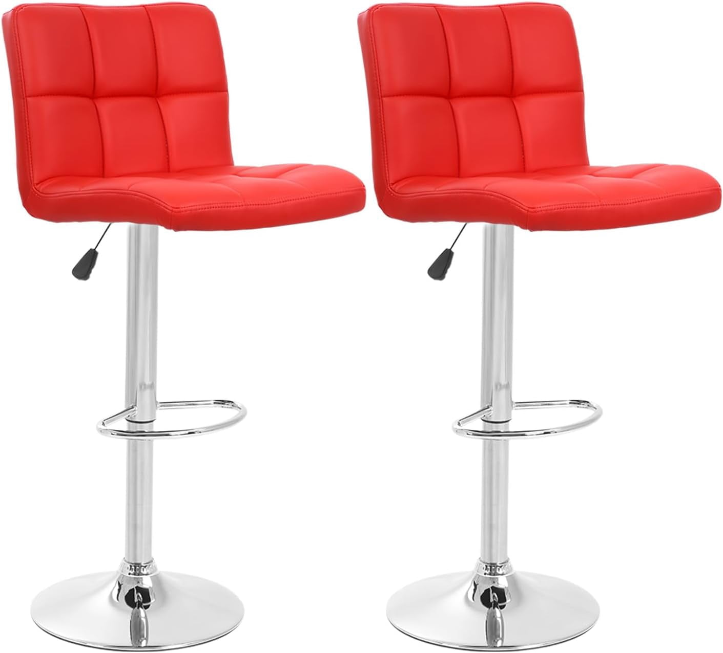 Barstools Set of 2 Counter Height Adjustable Back PU Leather Swivel Bar ...