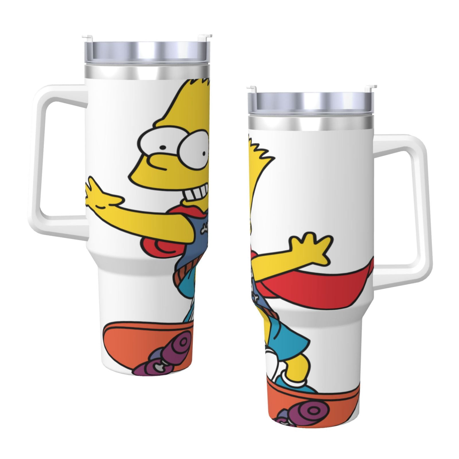 Bart-Simpson 40 Oz Tumbler With Handle And Straw Double Wall Stainless ...
