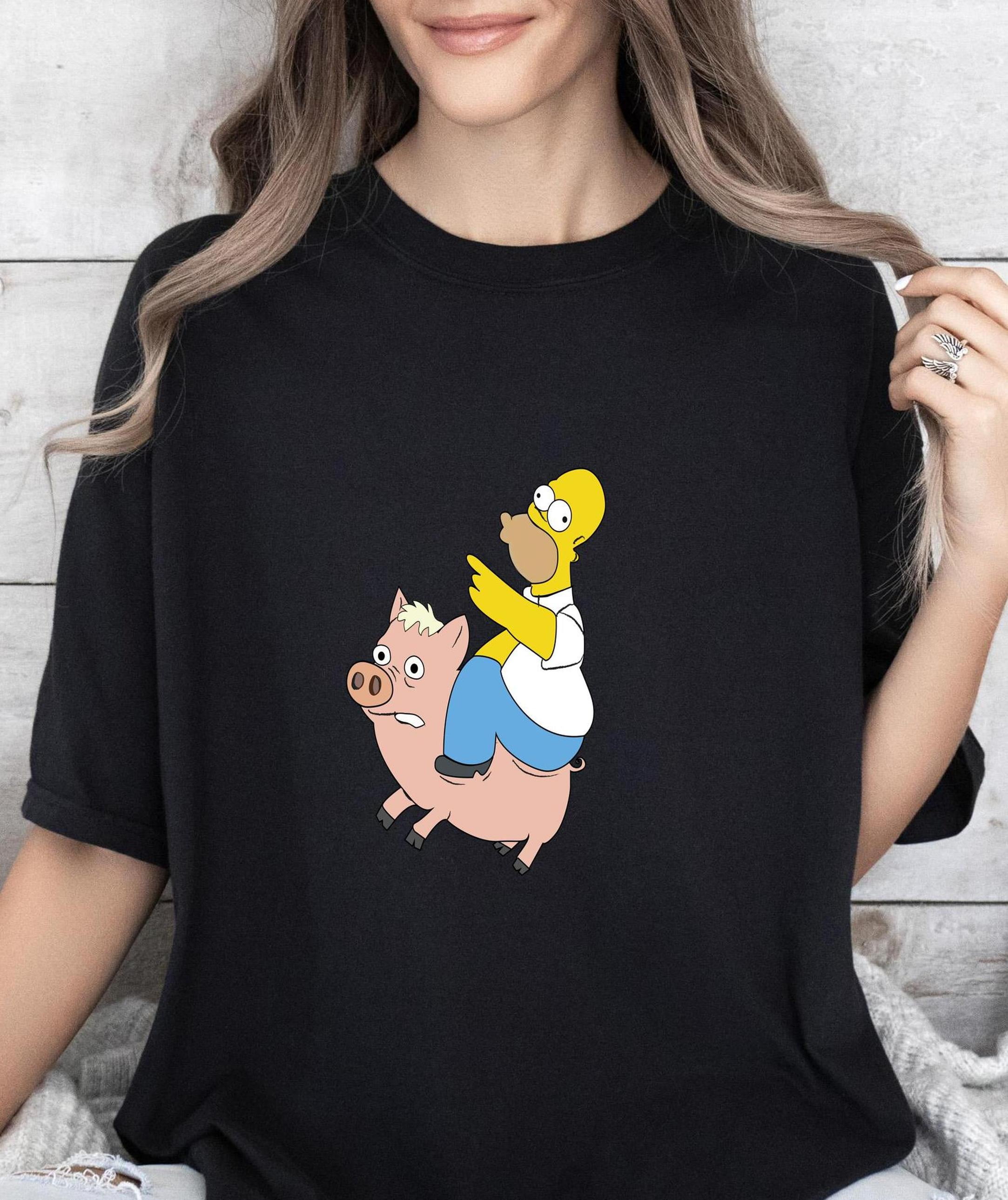 Bart Simpson Homer Eiding Spider Pig###Unisex Shirt - Walmart.com