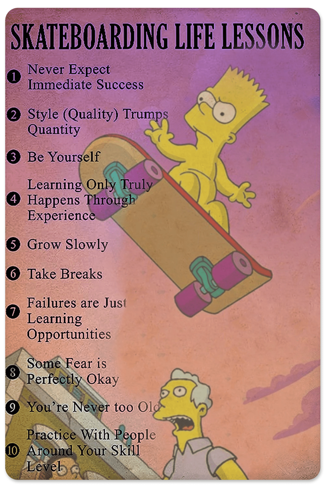 Bart Simpson Skateboard Metal Plaque Vintage Poster Skateboarding Life ...