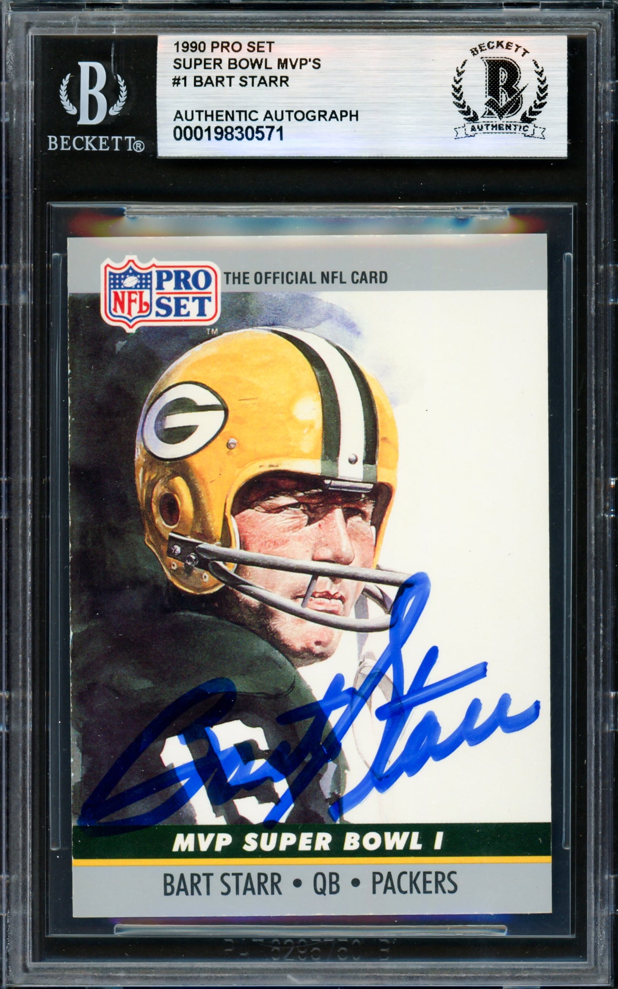 Bart Starr Autographed 1990 Pro Set Card #1 Green Bay Packers Beckett ...