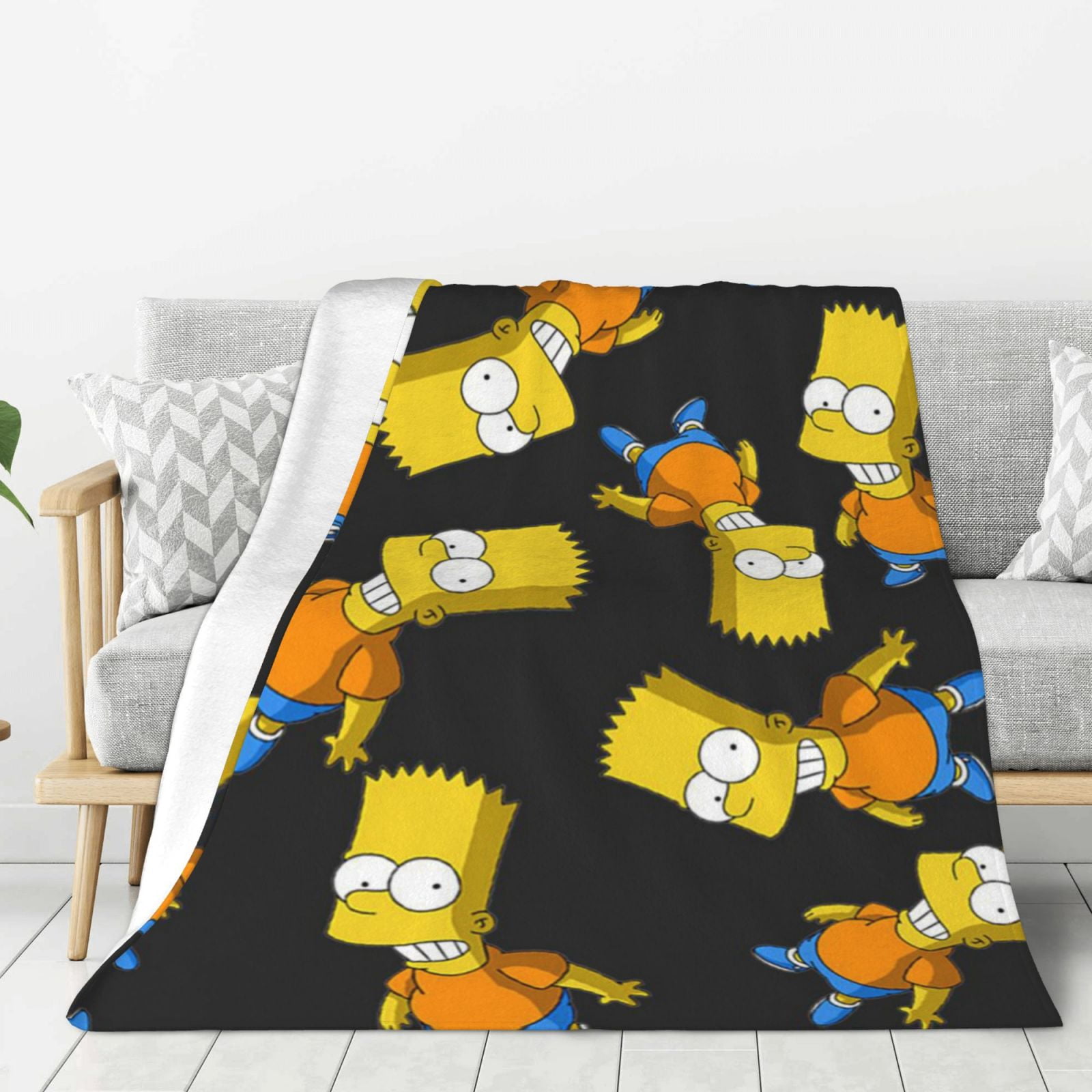 Bart The Simpsons Cartoon Blanket Cozy Soft Fleece Flannel Bed Blanket ...