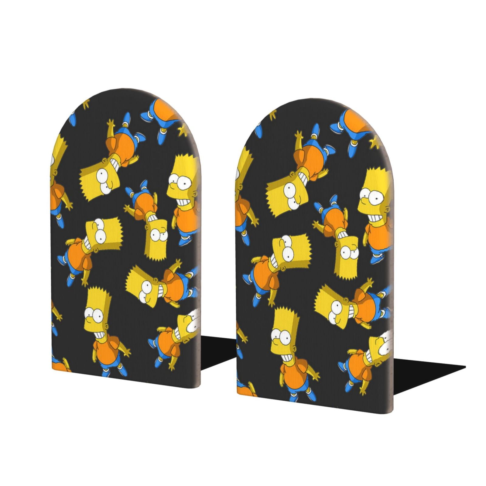Bart The Simpsons Cartoon Bookends Wood Book Divider Shelves Non-Skid ...