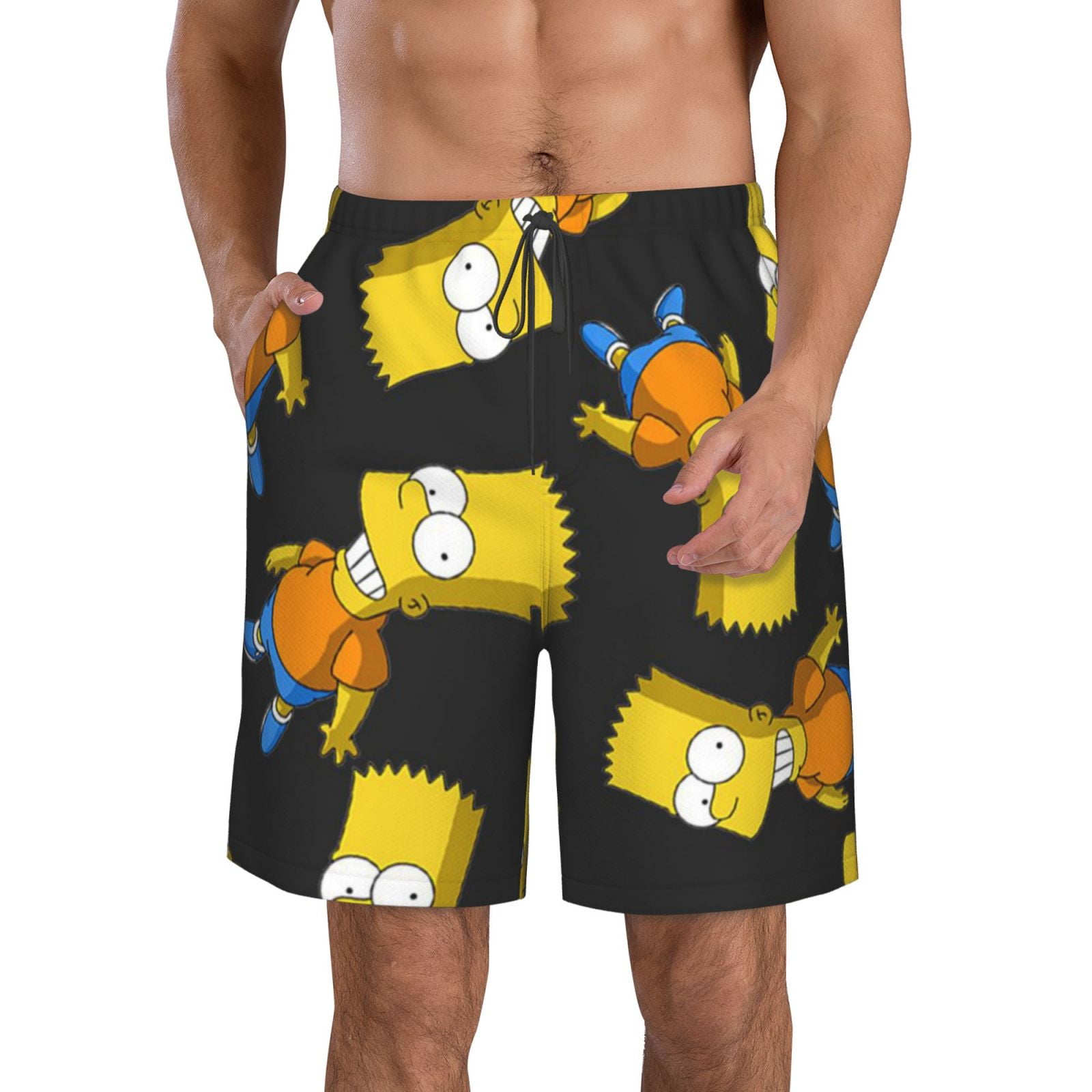 Bart The Simpsons Cartoon Men's Beach Shorts Swim Trunks Quick Dry ...