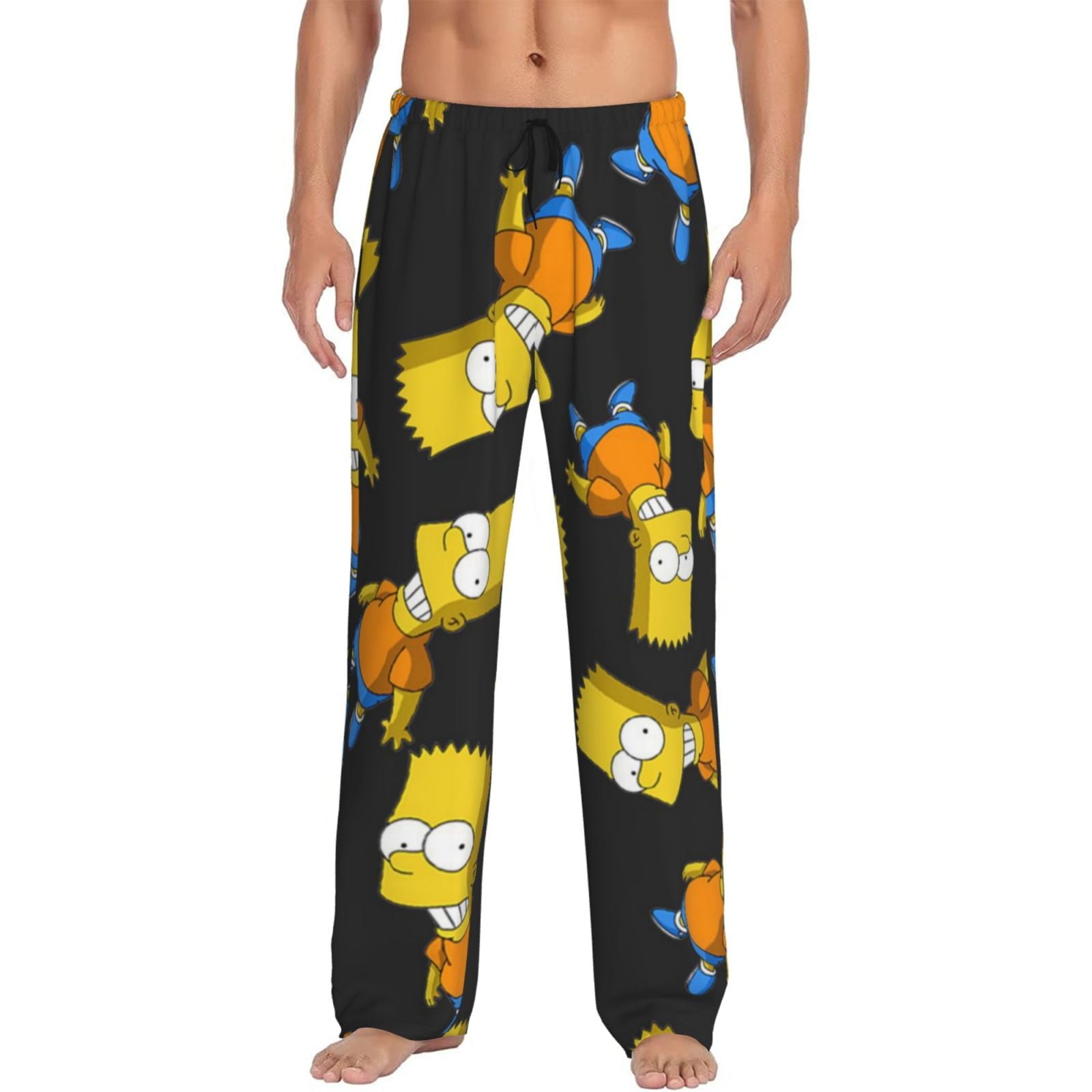Bart The Simpsons Cartoon Men's Pajama Pants Lounge Fashion Cozy Daily Sleepwear With Pockets ...