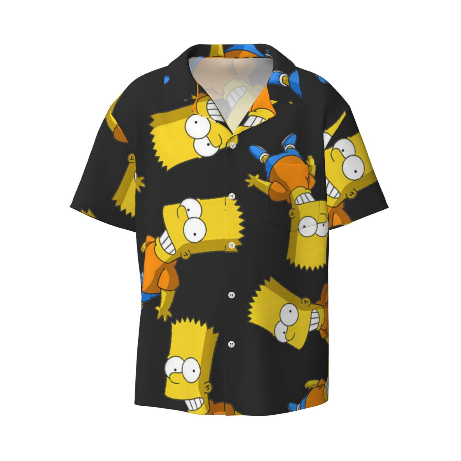 Bart The Simpsons Cartoon Men's Short Sleeved Shirt Summer Hawaiian ...