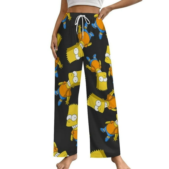 Bart The Simpsons Cartoon Women's Pajama Pants Novelty Daily Cozy Lounge Sleep Pants Long ...