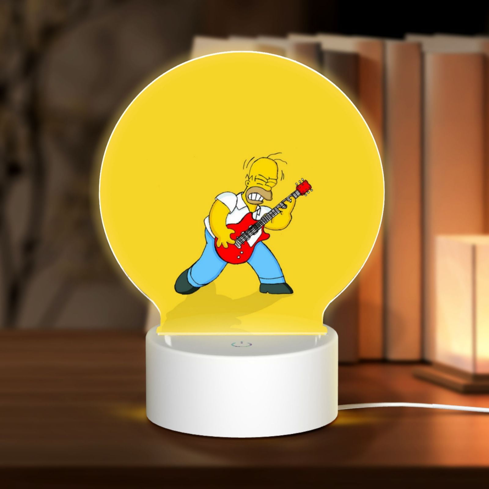 Bart The Simpsons Guitar Round Acrylic Night Light USB Cable LED Lamp ...