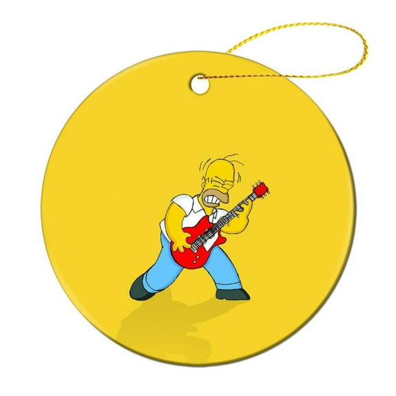Bart The Simpsons Guitar Round Christmas Tree Hanging Decor Ceramic ...
