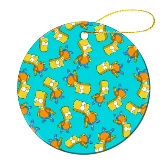 Bart The Simpsons Round Christmas Tree Hanging Decor Ceramic Xmas ...