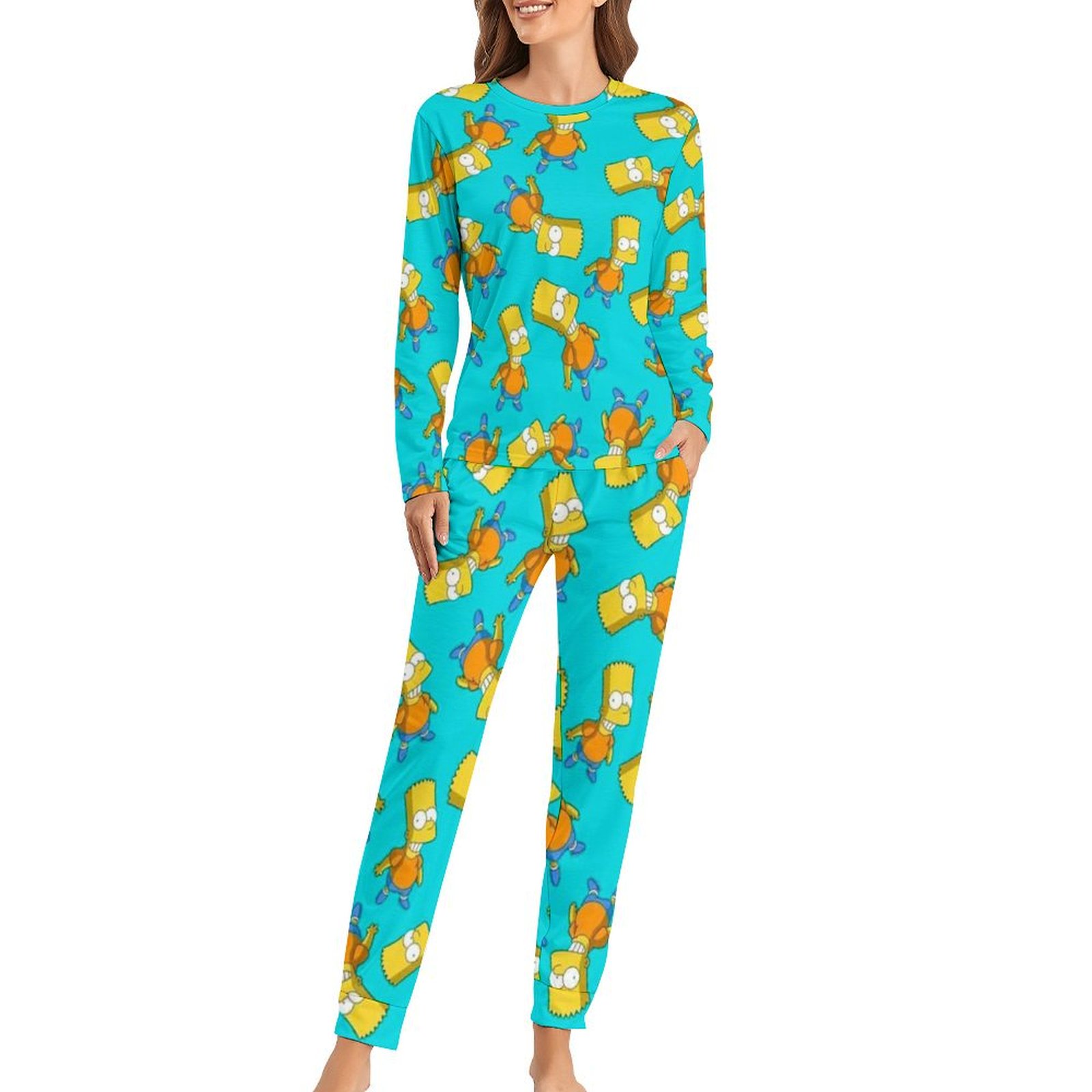 Bart The Simpsons Women's Pajama Set Soft Cozy House Wear Sets Long ...