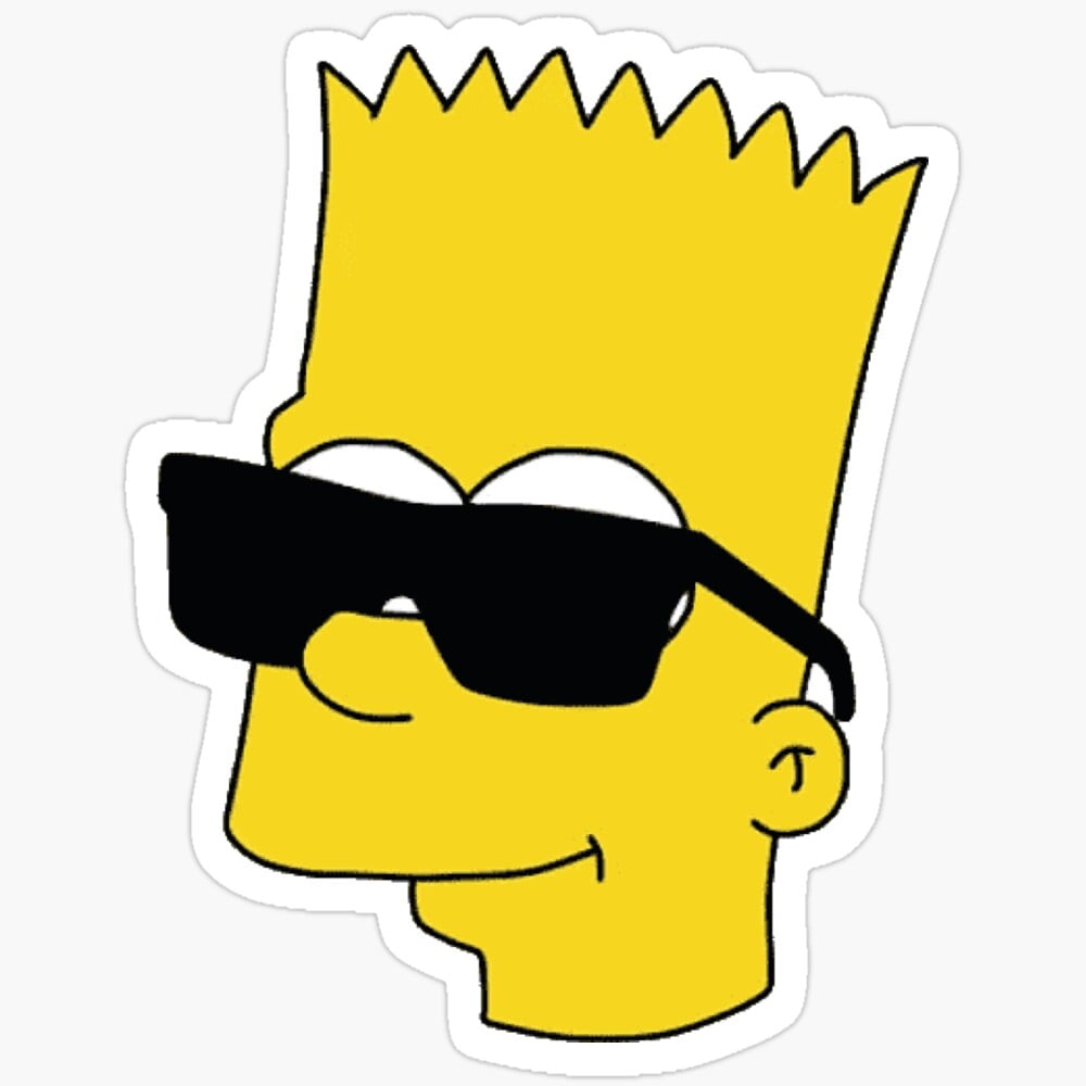 Bart With Black Glasses Sticker Phone Decal Water Bottle Stickers Car ...