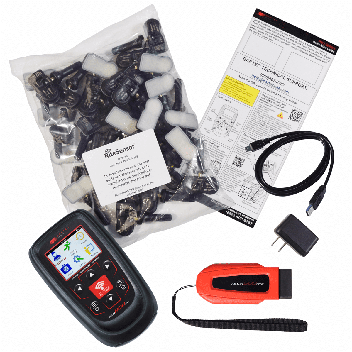 Bartec USA Bartec Tech600PRO TPMS tool sensor bundle w/ 30 RITE-SENSORS - Walmart.com