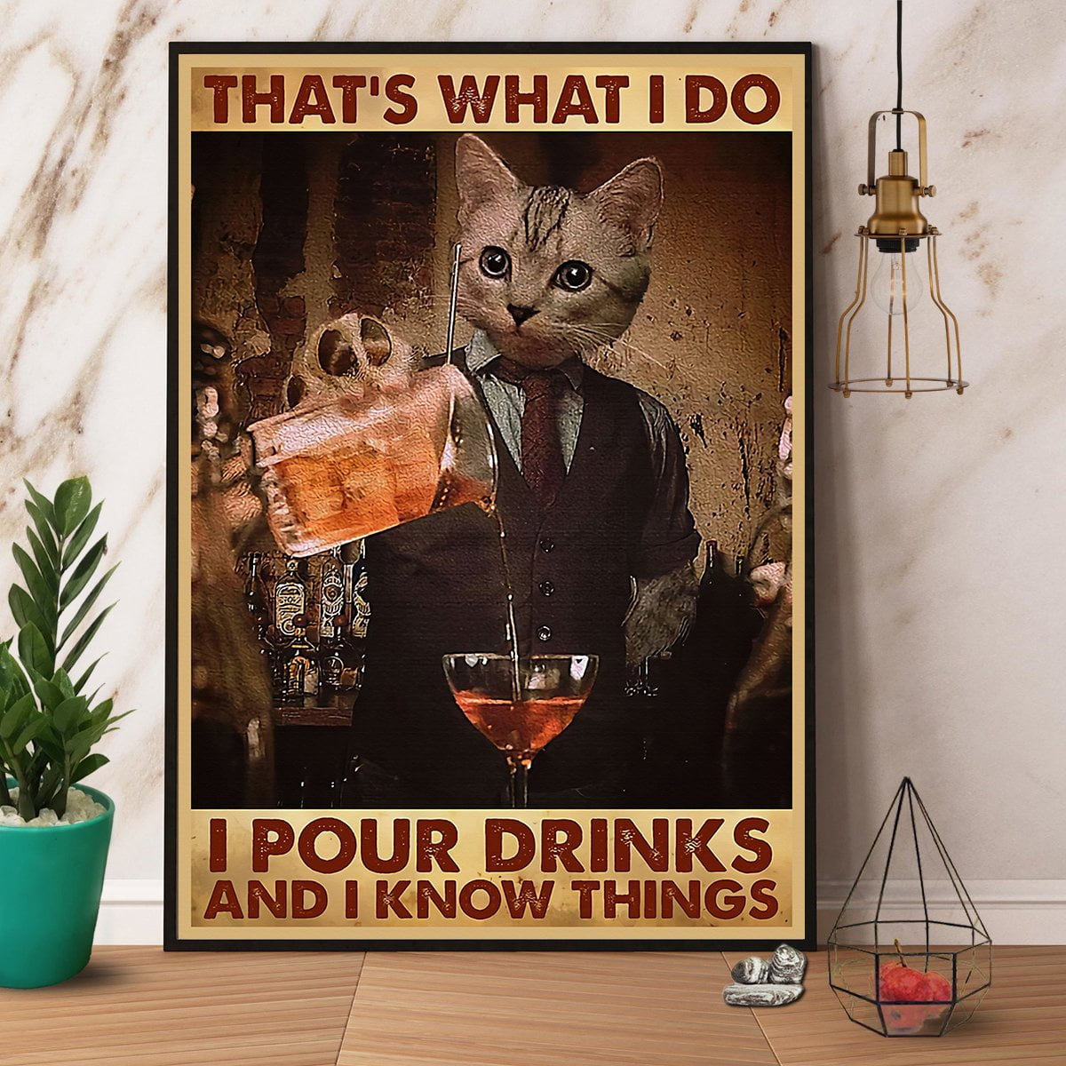Bartender Cat I Pour Drinks And I Know Things Paper Poster No Frame ...