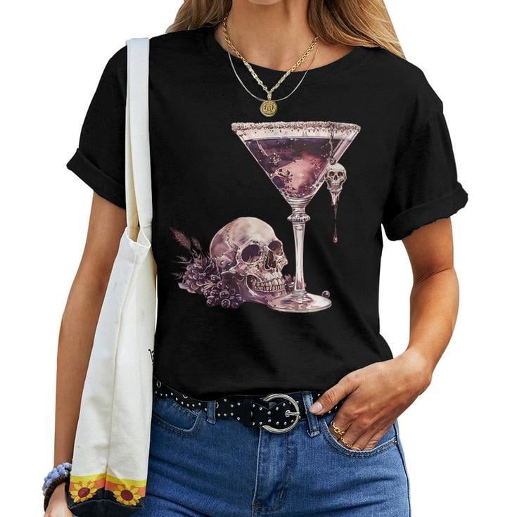 Bartender Halloween Martini Glass Skull Mixologist Women's T-Shirt ...