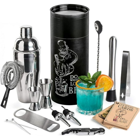 Bartender Kit: 14-Piece Professional Cocktail Shaker Set, Martini ...