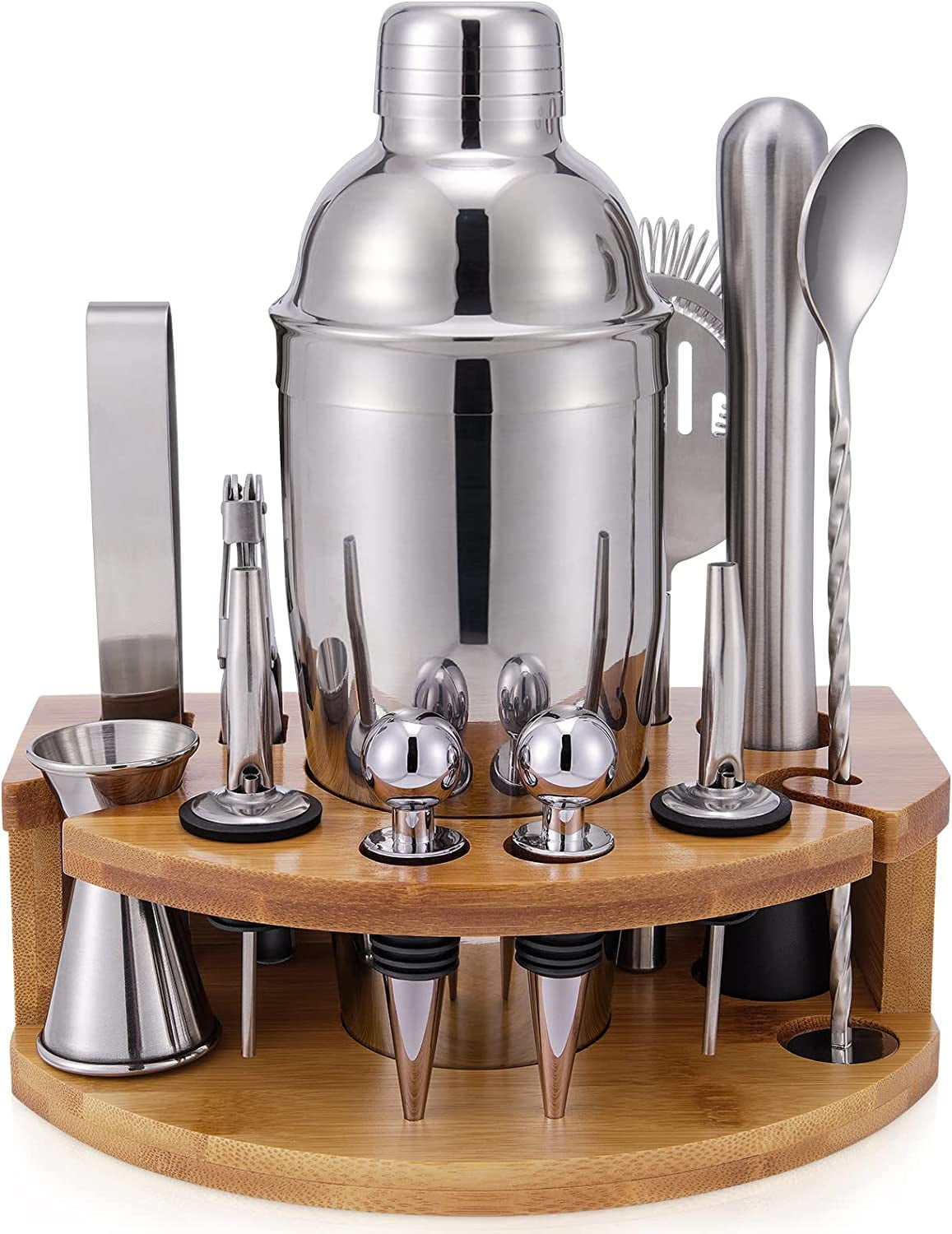 Bartender Kit with Stand, 12 Piece 25oz Cocktail Shaker Set with All Essential Bar Tools Set for ...