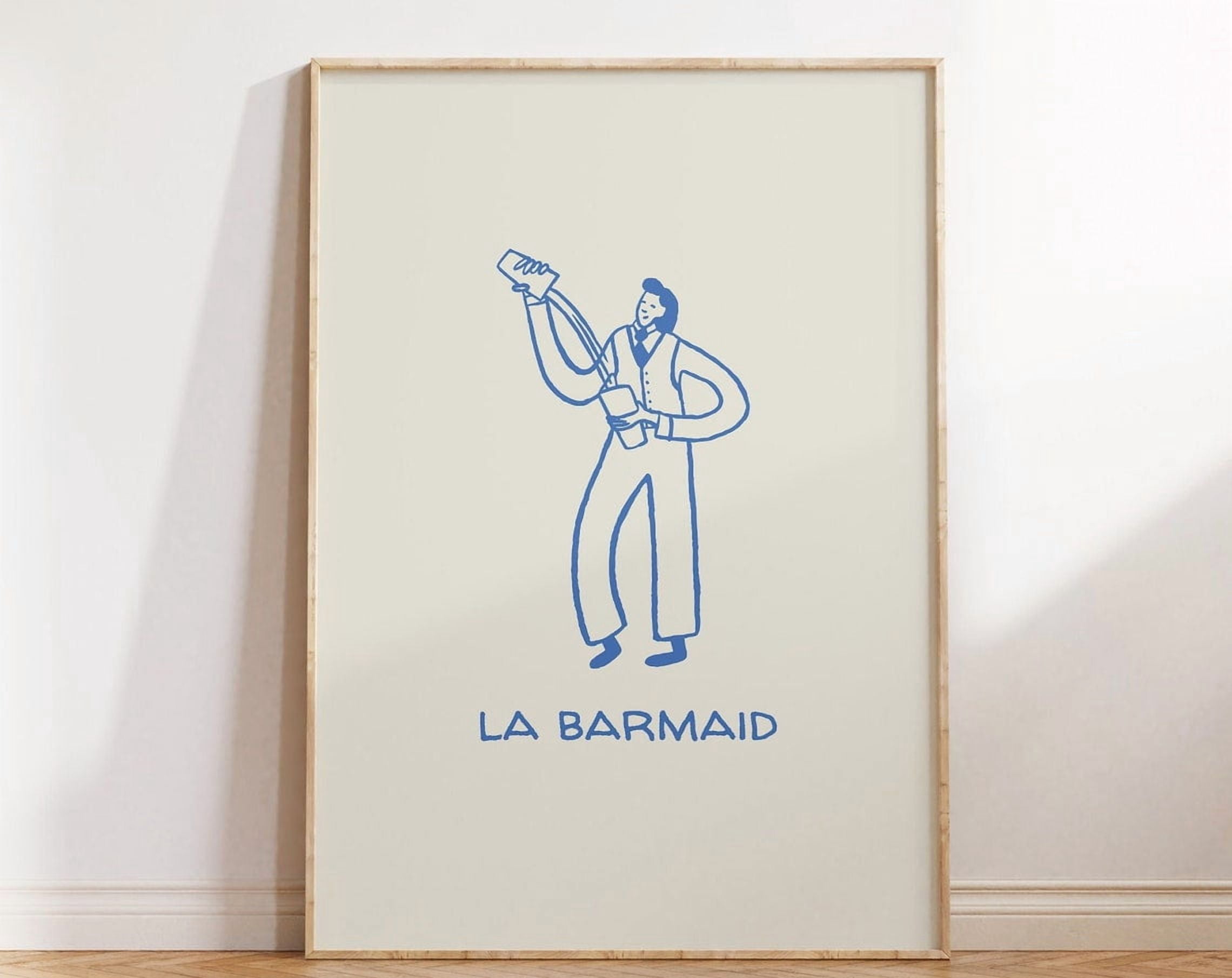Bartender Print French Bar Decor La Barmaid Poster Preppy Bar CArt Cute ...