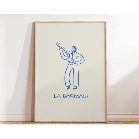 Bartender Print French Bar Decor La Barmaid Poster Preppy Bar CArt Cute ...