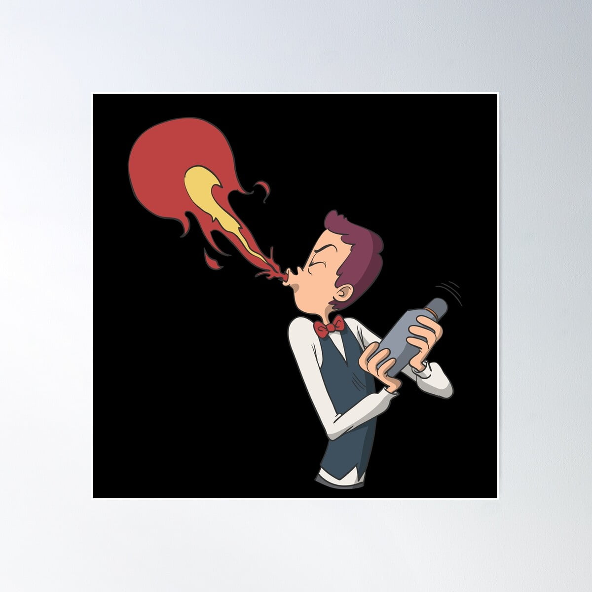 Bartender Spitting Fire Poster Wall Art, Modern Wall Decor For Living ...