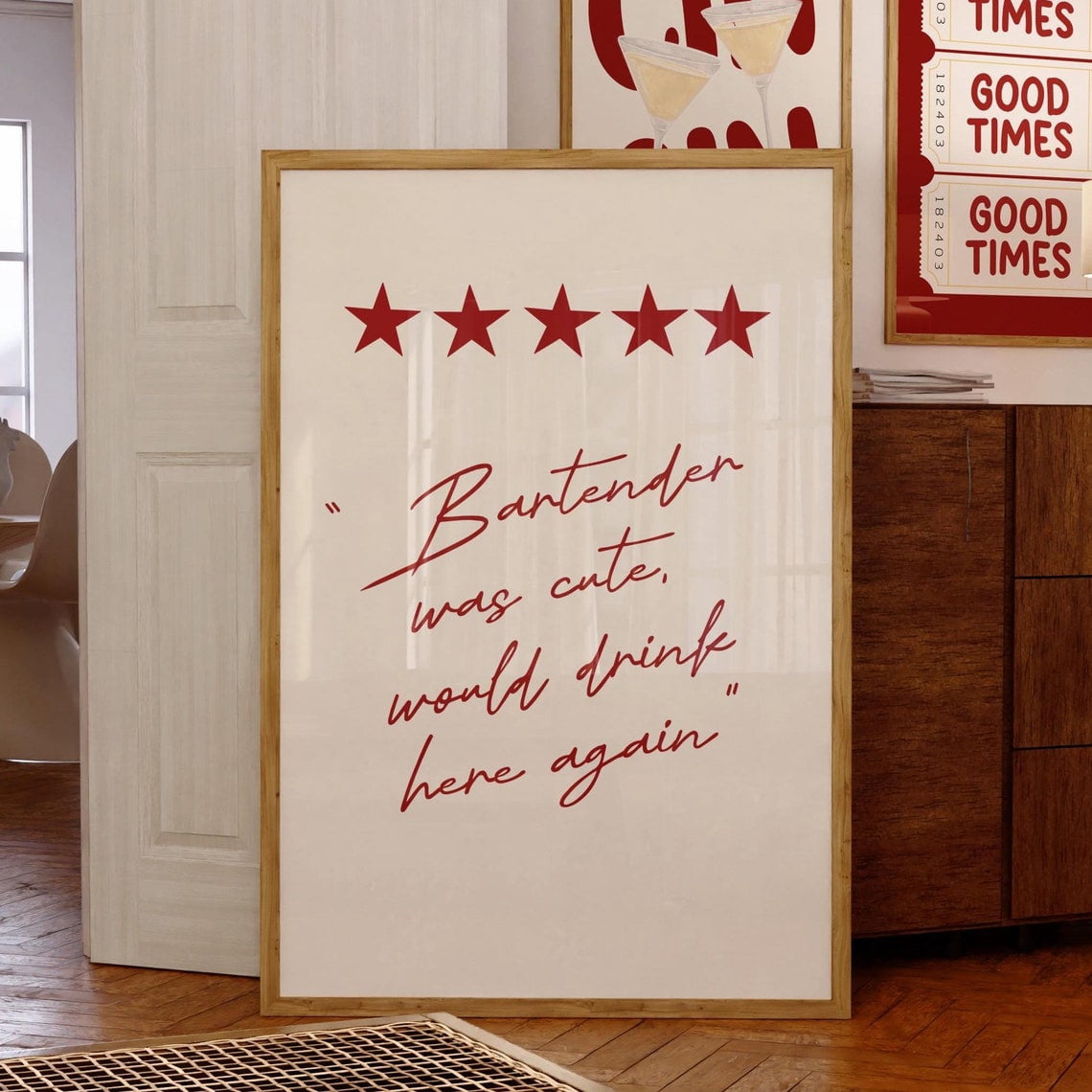 Bartender Was Cute Wall Art, Funny Bartender Gift, Trendy Cocktail Bar ...