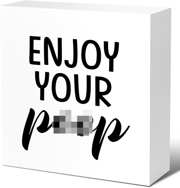 Barthroom Wood Block Signs,Enjoy Your Poop Wooden Box Sign For ...