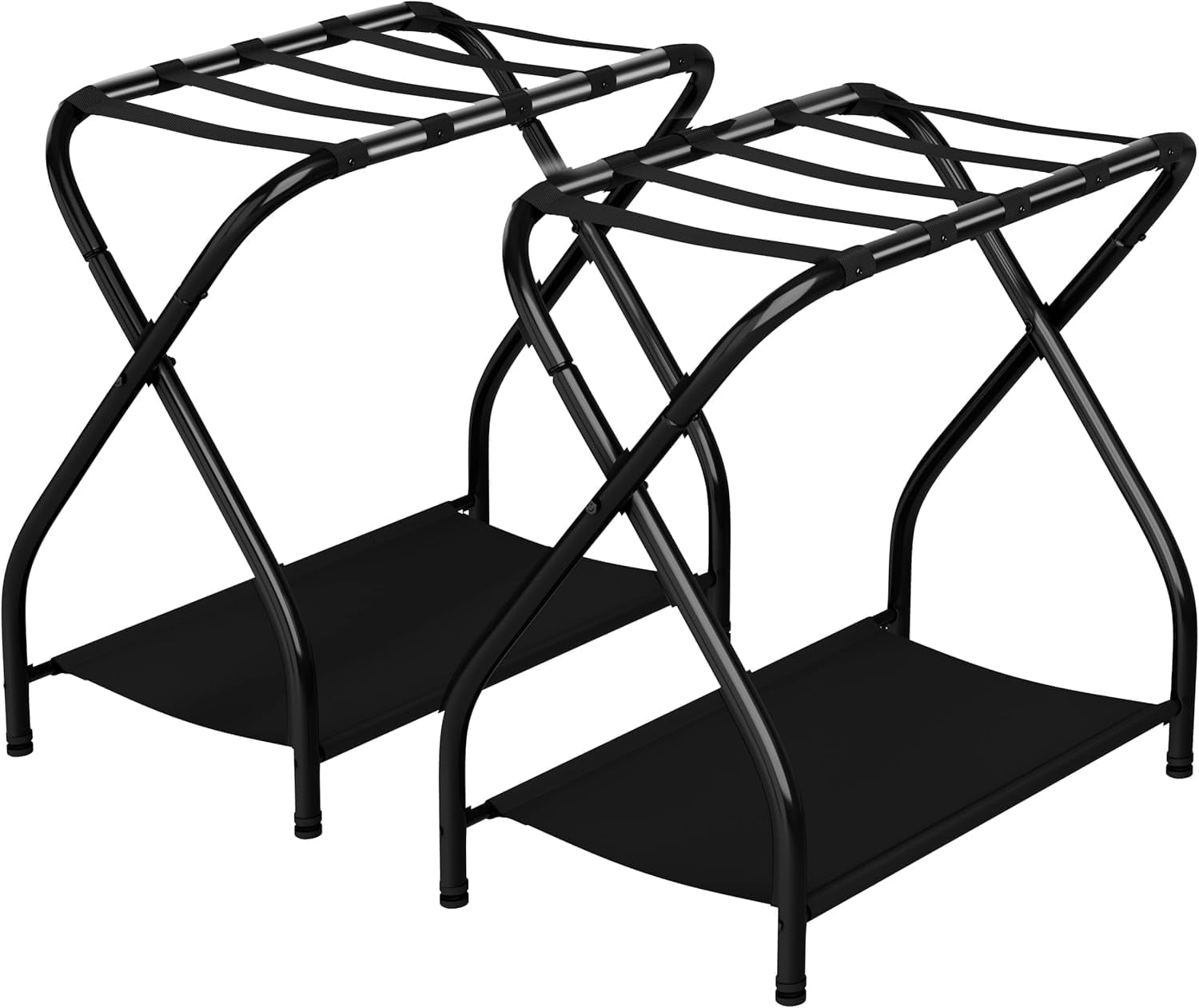 Bartnelli Folding Luggage Rack 2-Pack with Nylon Straps and Lower ...