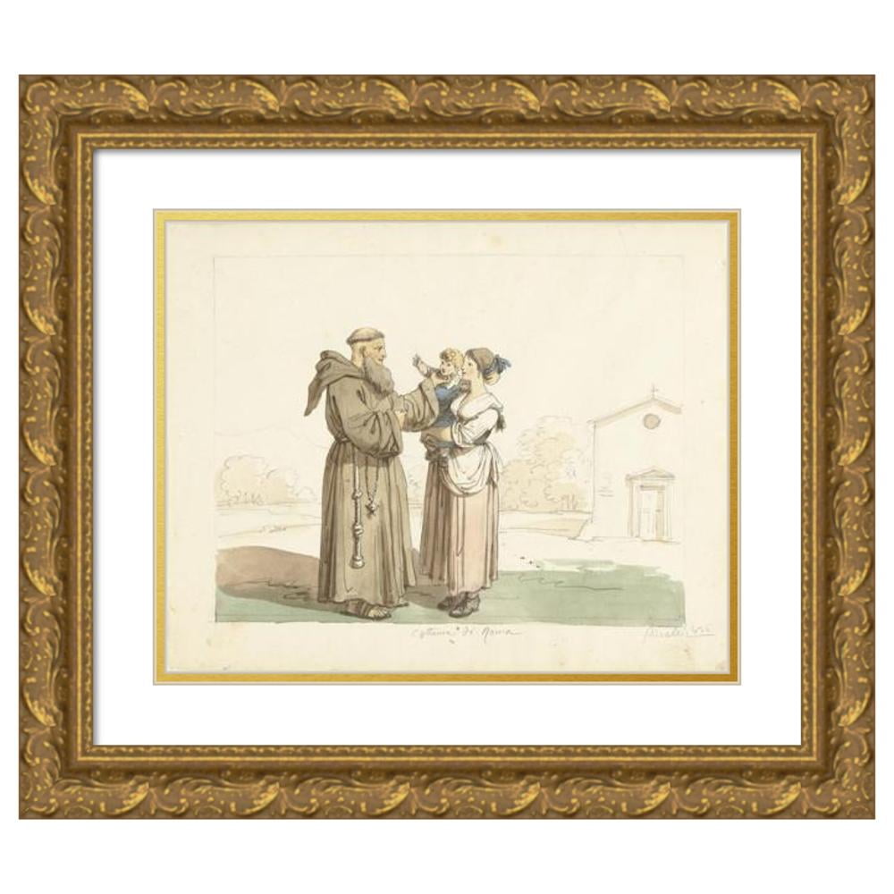 Bartolomeo Pinelli 14x12 Gold Ornate Wood Frame and Double Matted ...