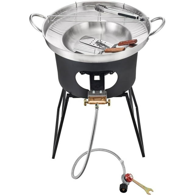 Barton 23" Concave Comal Set With 80,000BTU Propane Stove, Stainless ...