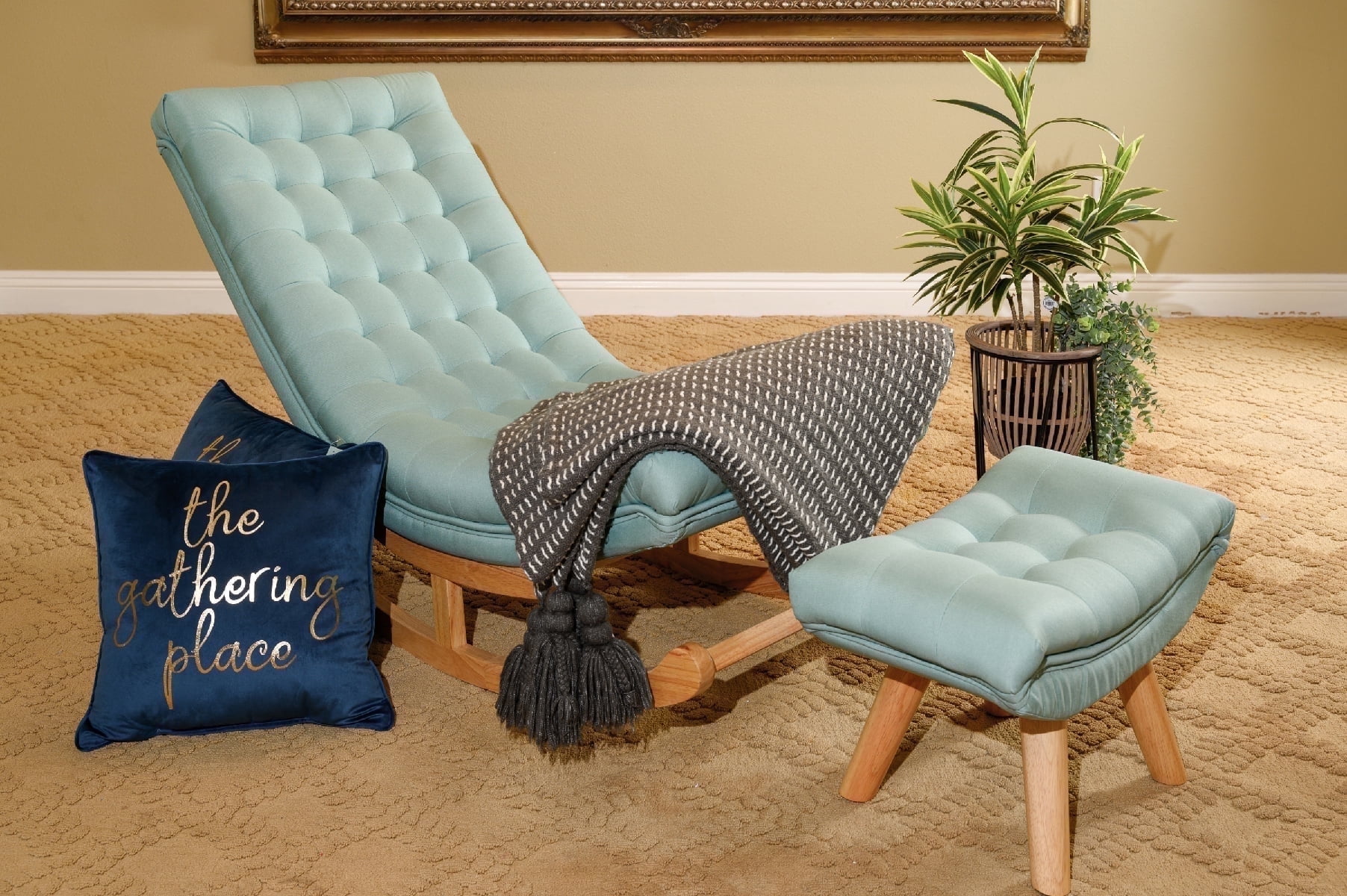 Barton Rocking Chair With Ottoman, Upholstered Rocking Chair With Wood ...