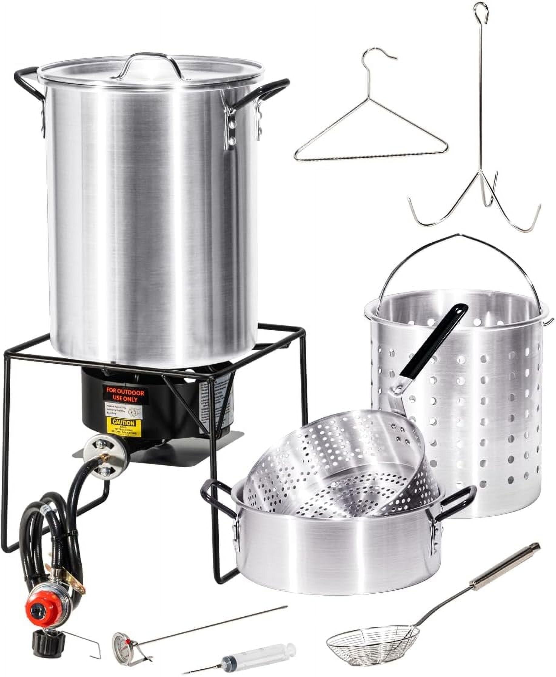 Barton Turkey and Fish Fryer Set 30 Qt Pot 10 Qt Steamer Basket Outdoor ...