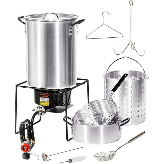Barton 30 QT Propane Turkey Fish Fryer, Boiler & Steamer Set, Outdoor ...