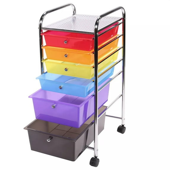 Barton 6 Drawer Rolling Organizer Cart Color Utility Mobile Trolley ...