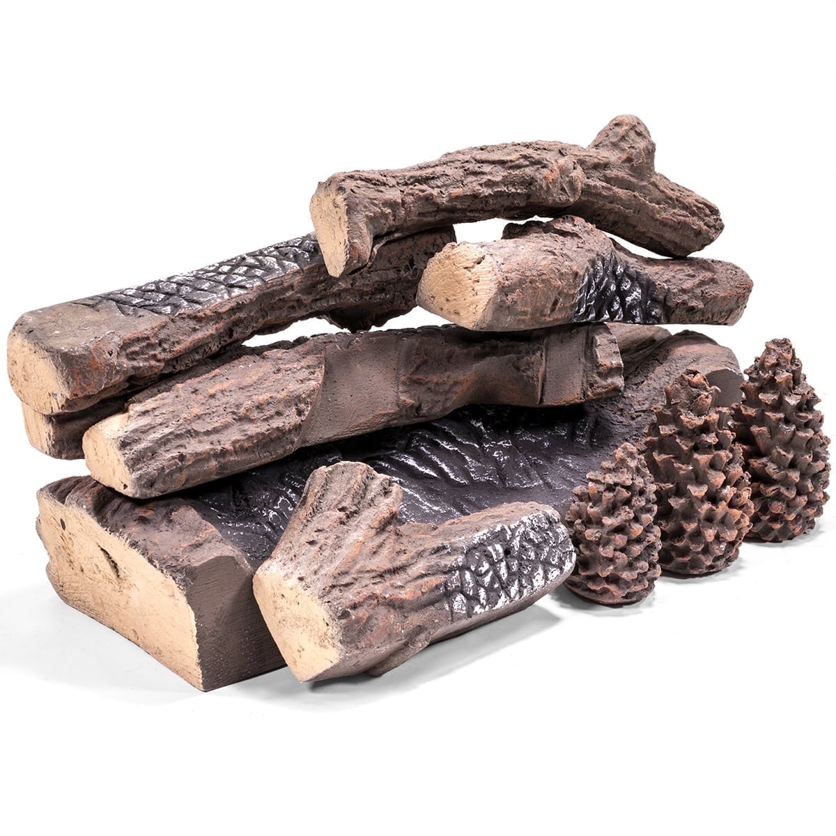 Barton Ceramic Gas Logs Firewood 9 Piece - Walmart.com