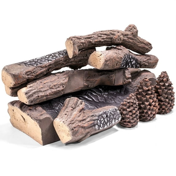 Barton Ceramic Gas Logs Firewood 9 Piece - Walmart.com