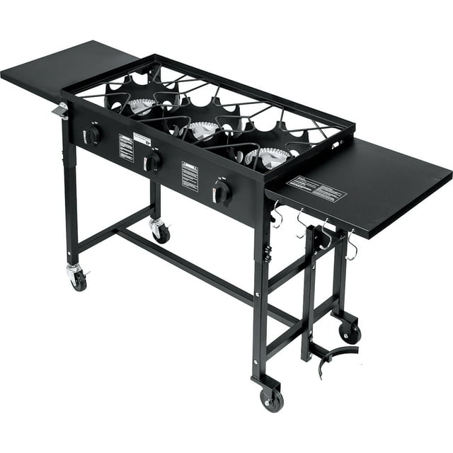 Free Shipping! Barton 95538 3 Burner Portable 4 Wheel Stove Propane ...
