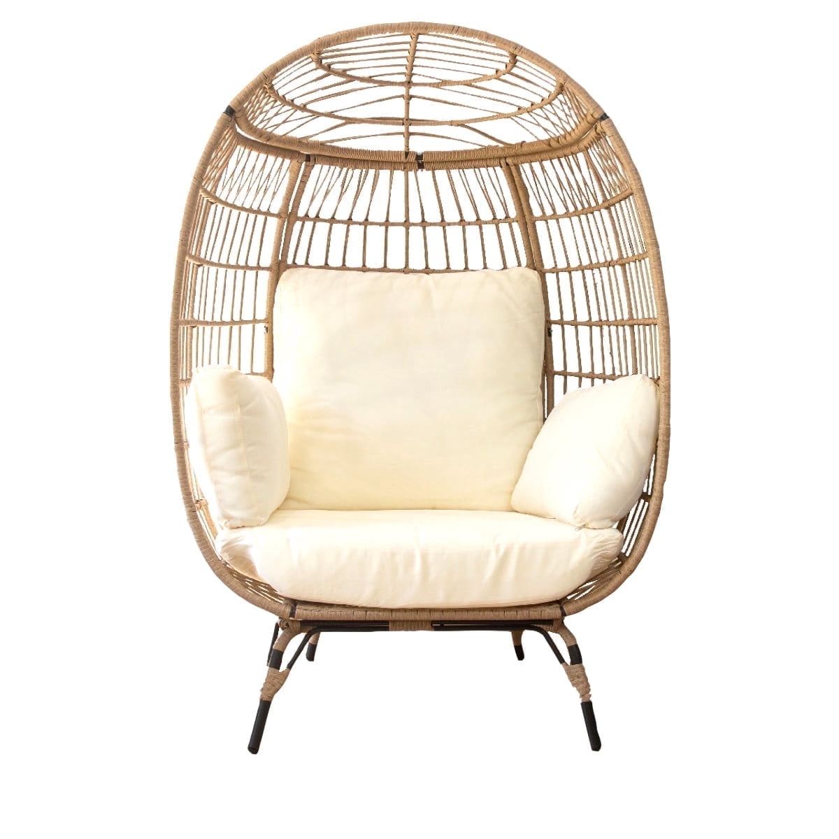 Barton Egg Chair - Indoor/Outdoor Wicker Lounger with Stand and ...