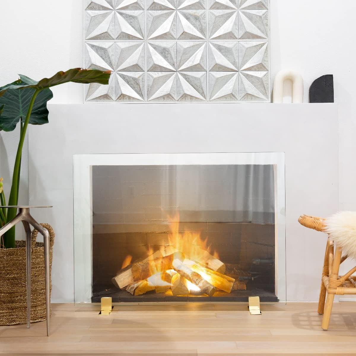 Barton Fireplace Screen Guard Panel Fireplace Spark Guard Clear ...