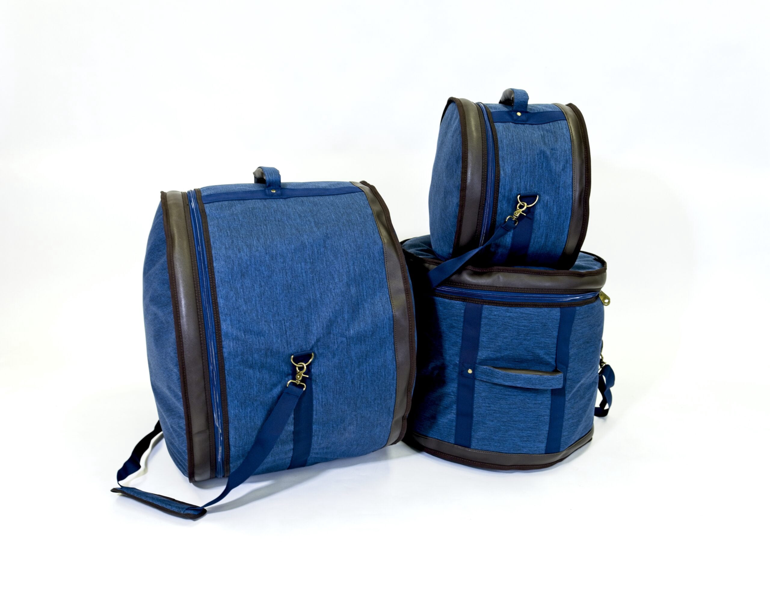 Barton GSP Premium 3-Piece Drum Bag Set, 12x8/14x14/18x16, Blue & Brown ...