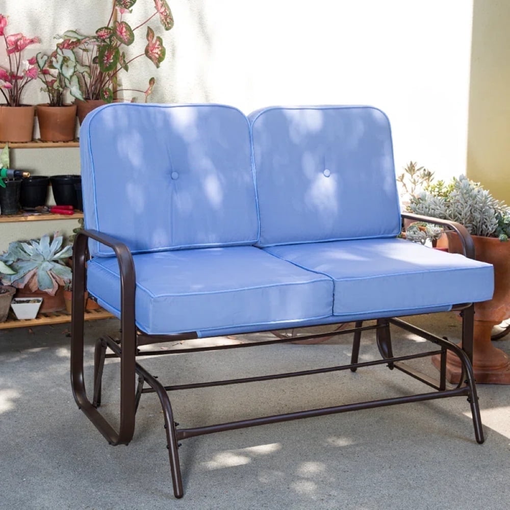 Barton Outdoor Patio Metal Rocking Bench Loveseat for Porch, Deck, Lawn ...