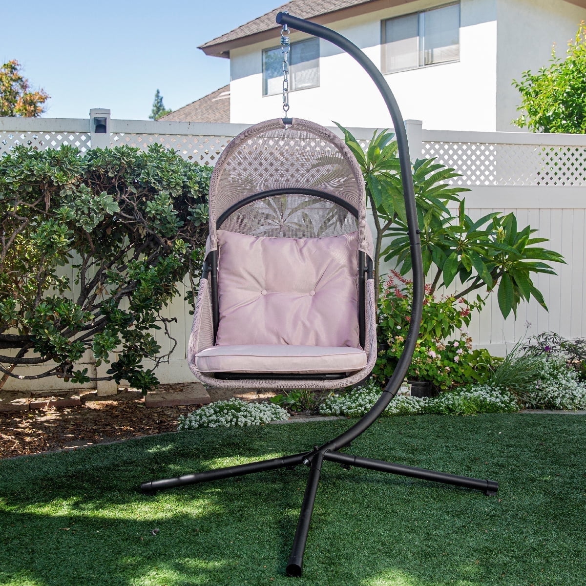 Barton Egg Swing Chair With Stand, Collapsible Hanging Egg Chair ...