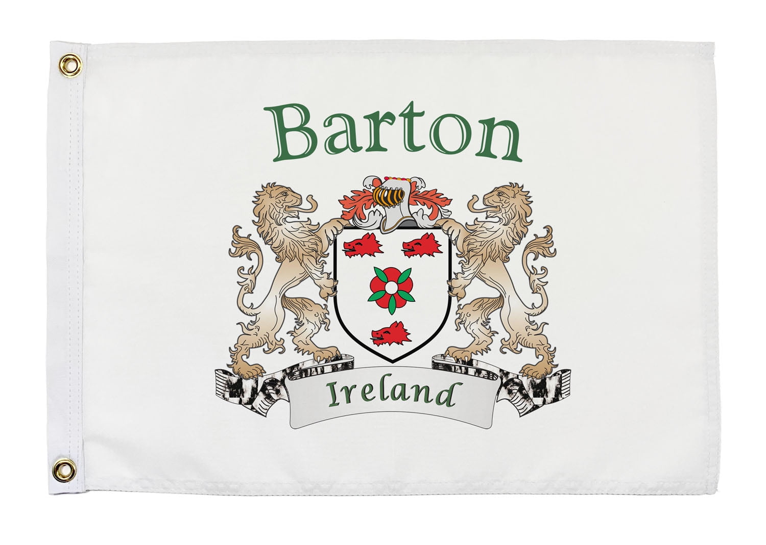Barton Irish Coat of Arms Small White Flag - 16"x10.5" inches - Walmart.com